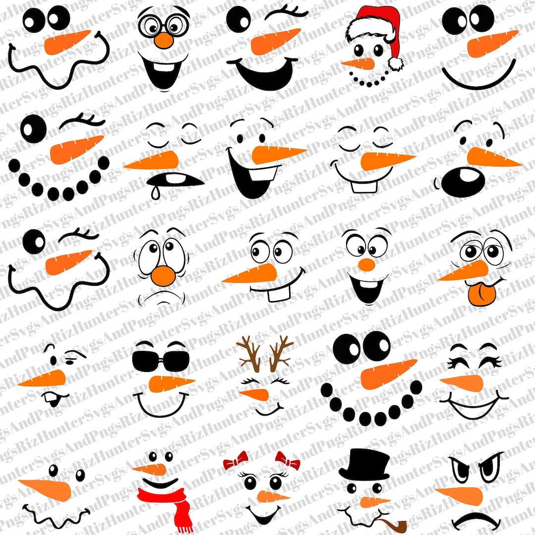 Snowman Faces Clipart: Christmas SVG PNG Bundle (digital Download) - Etsy