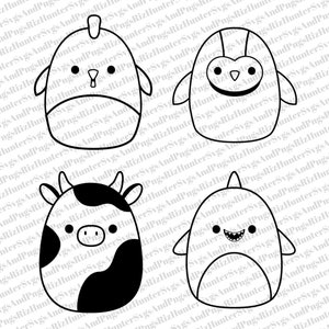 Squishmallow Animal Outlines: SVG PNG Clipart Bundle (digital Download ...