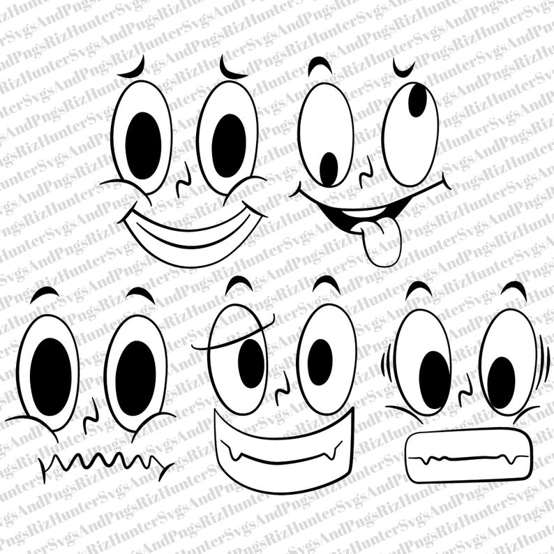 45 Faces Gestures Mimic SVG PNG Clipart Bundle Cricut Silhouette ...