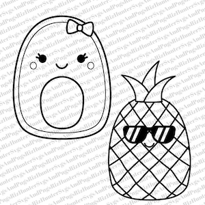 20 Squishmallow Foods Outline PNG SVG Clipart Cricut Designs Bundle ...