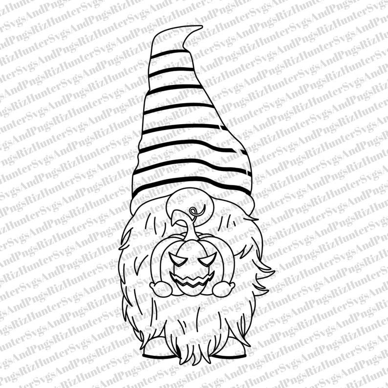 Halloween Gnomes Outline Clipart Bundle: PNG SVG Cricut Designs ...