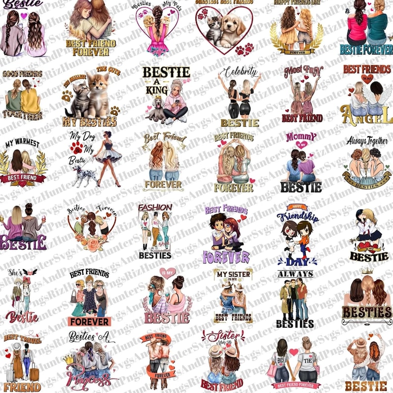 Friends Fashion Illustration PNG | Trendy Besties (digital Download) - Etsy
