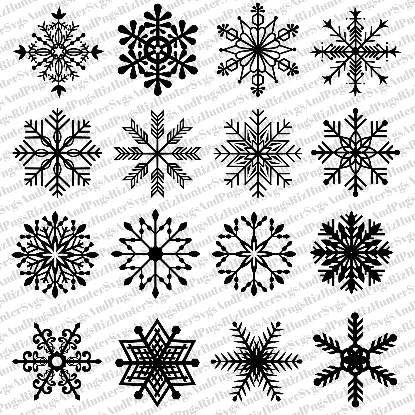 169 Snowflake SVG PNG Clipart Bundle Cricut Silhouette Cutting Files T ...