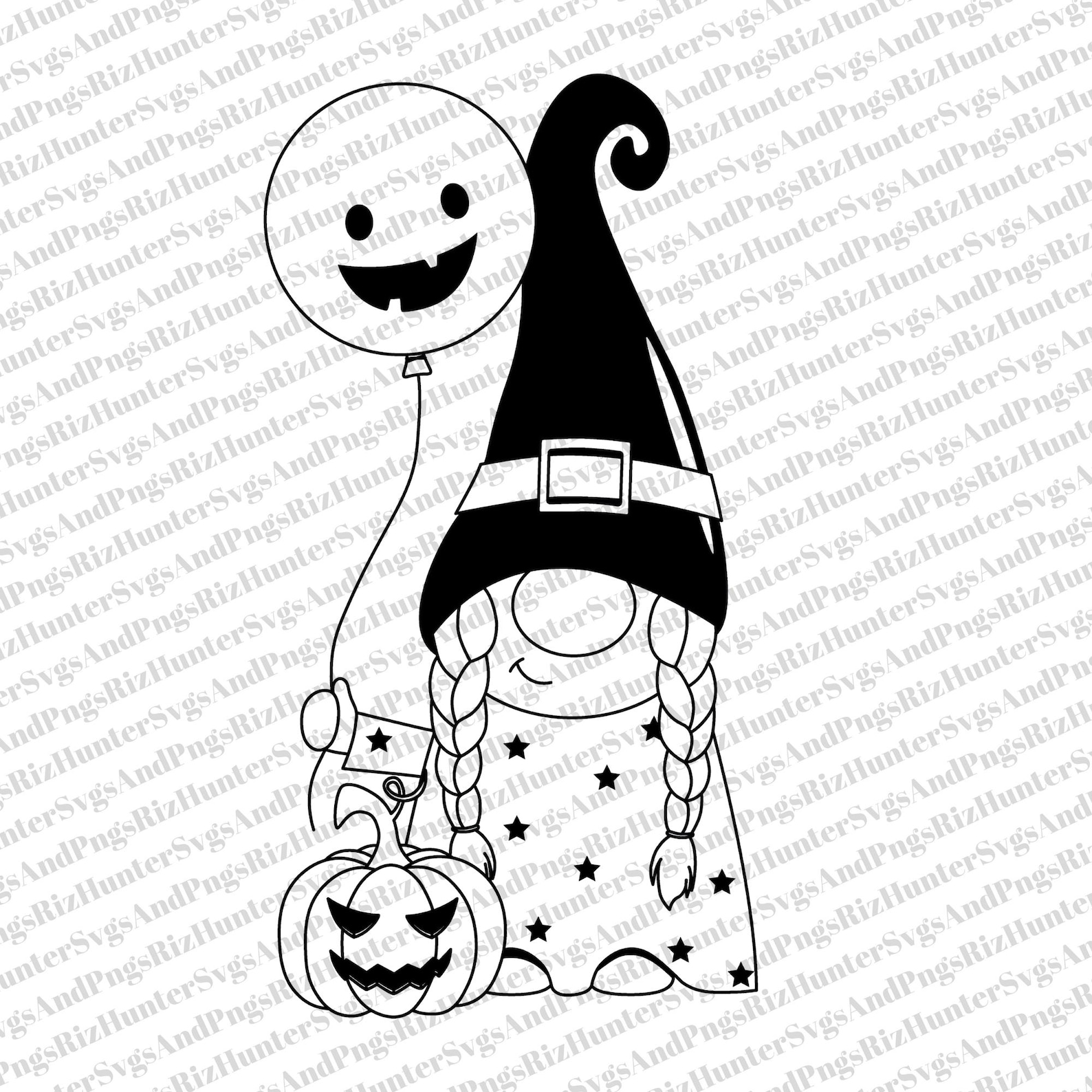 Halloween Gnomes Outline Clipart Bundle: PNG SVG Cricut Designs ...
