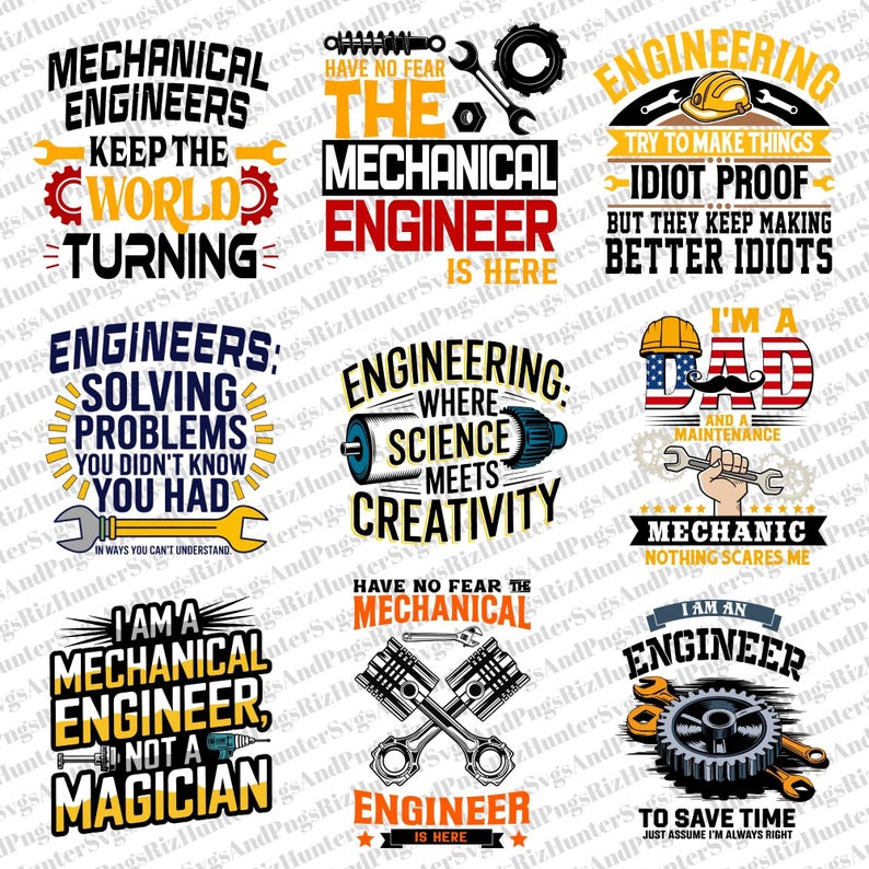 Mechanical Engineer SVG PNG Bundle: Funny Engineering Designs (digital ...