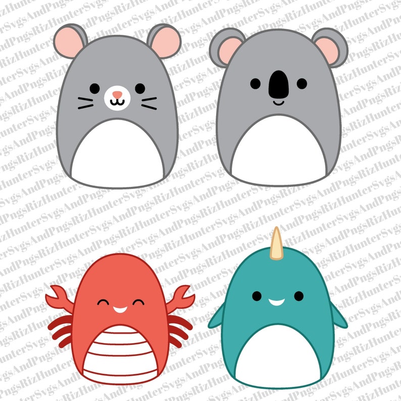 35 Squishmallow Animals Clipart: PNG SVG Cricut Designs (digital ...