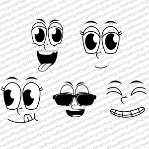 45 Faces Gestures Mimic SVG PNG Clipart Bundle Cricut Silhouette ...