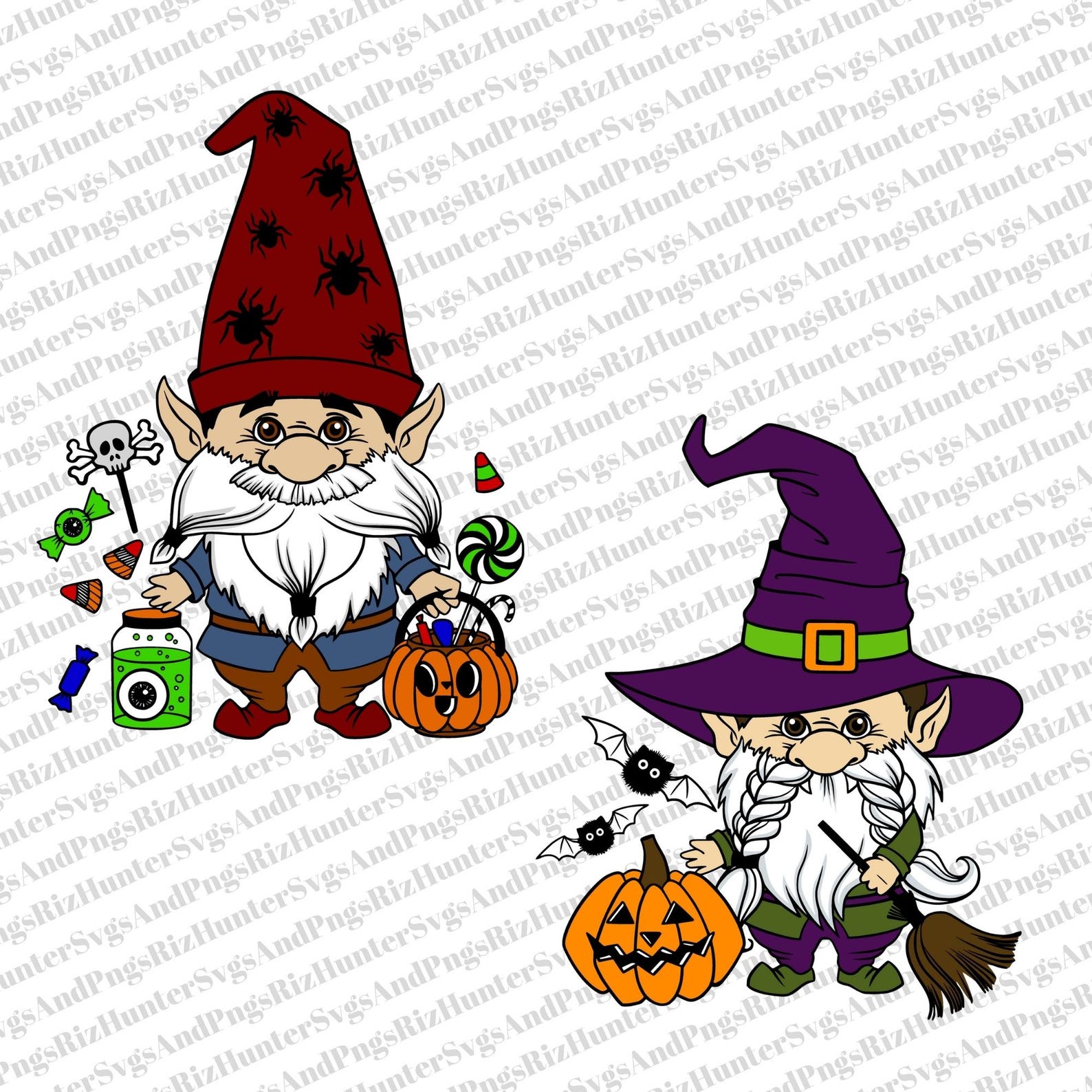 13 Halloween Gnomes PNG SVG Clipart Cricut Designs Bundle Images on ...