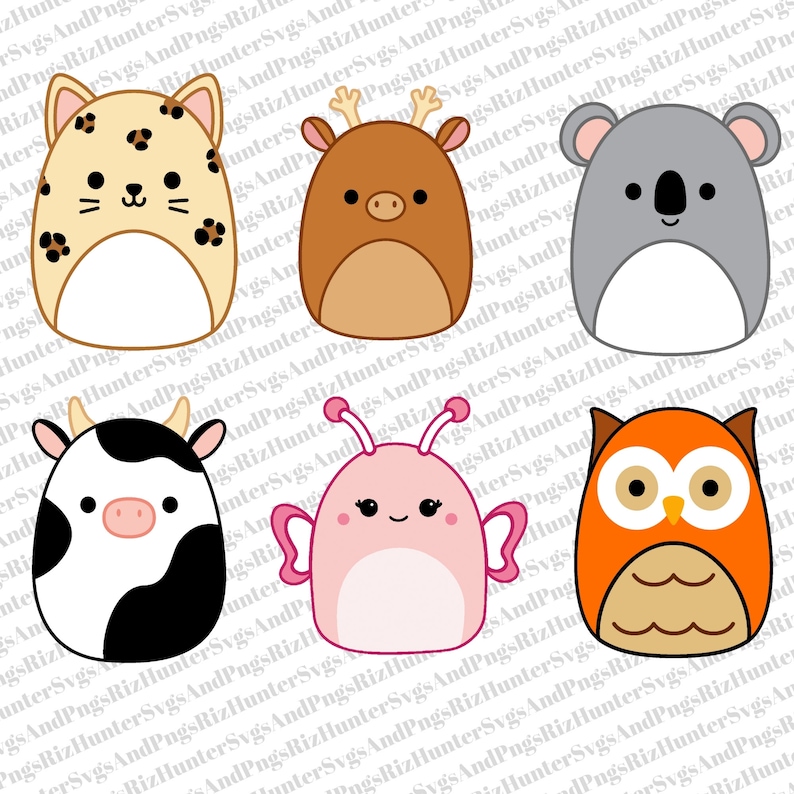 55 Squishmallow Animals Clipart: PNG SVG Cricut Designs (digital ...
