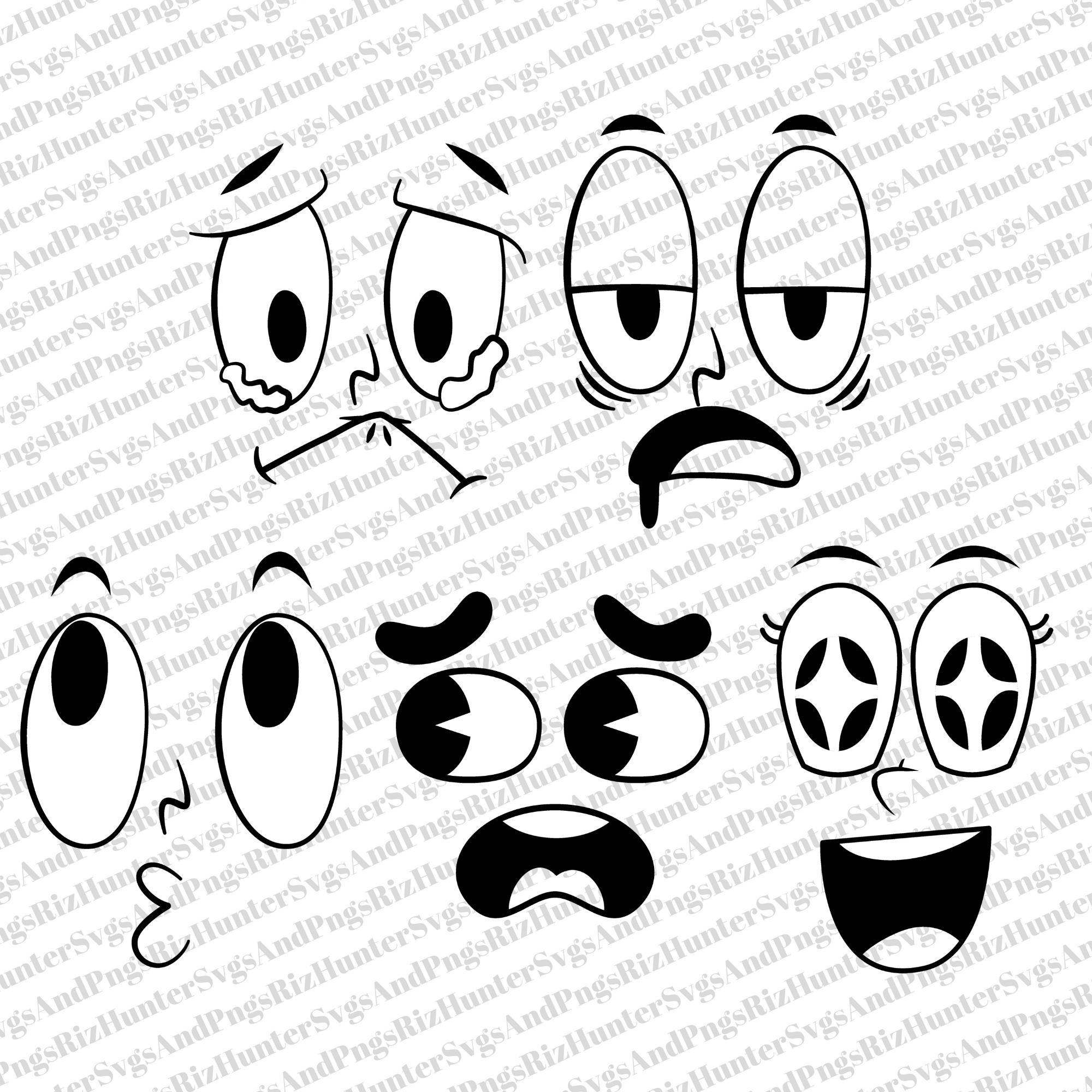 45 Faces Gestures Mimic SVG PNG Clipart Bundle Cricut Silhouette ...