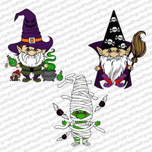 13 Halloween Gnomes PNG SVG Clipart Cricut Designs Bundle Images on ...
