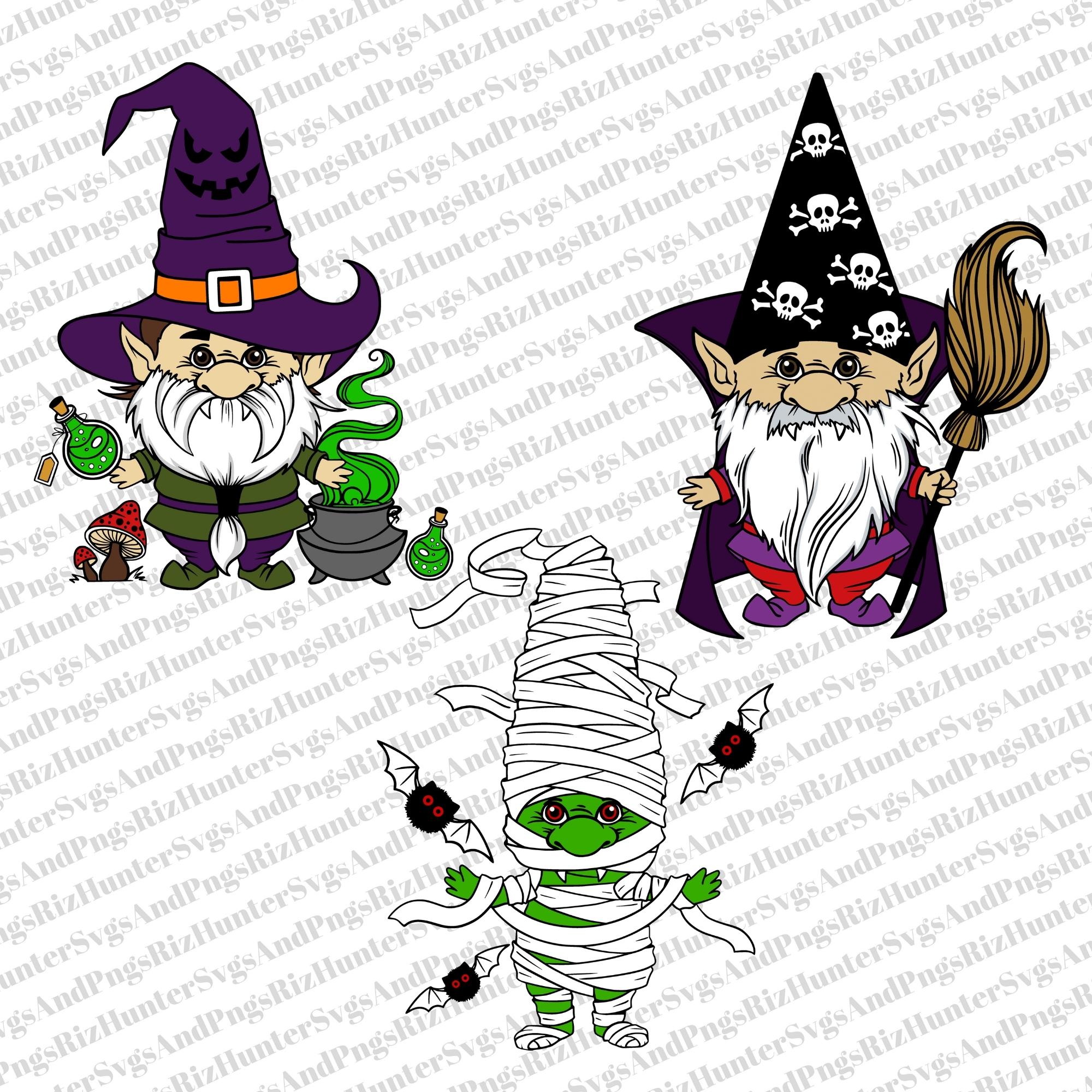 13 Halloween Gnomes PNG SVG Clipart Cricut Designs Bundle Images on ...