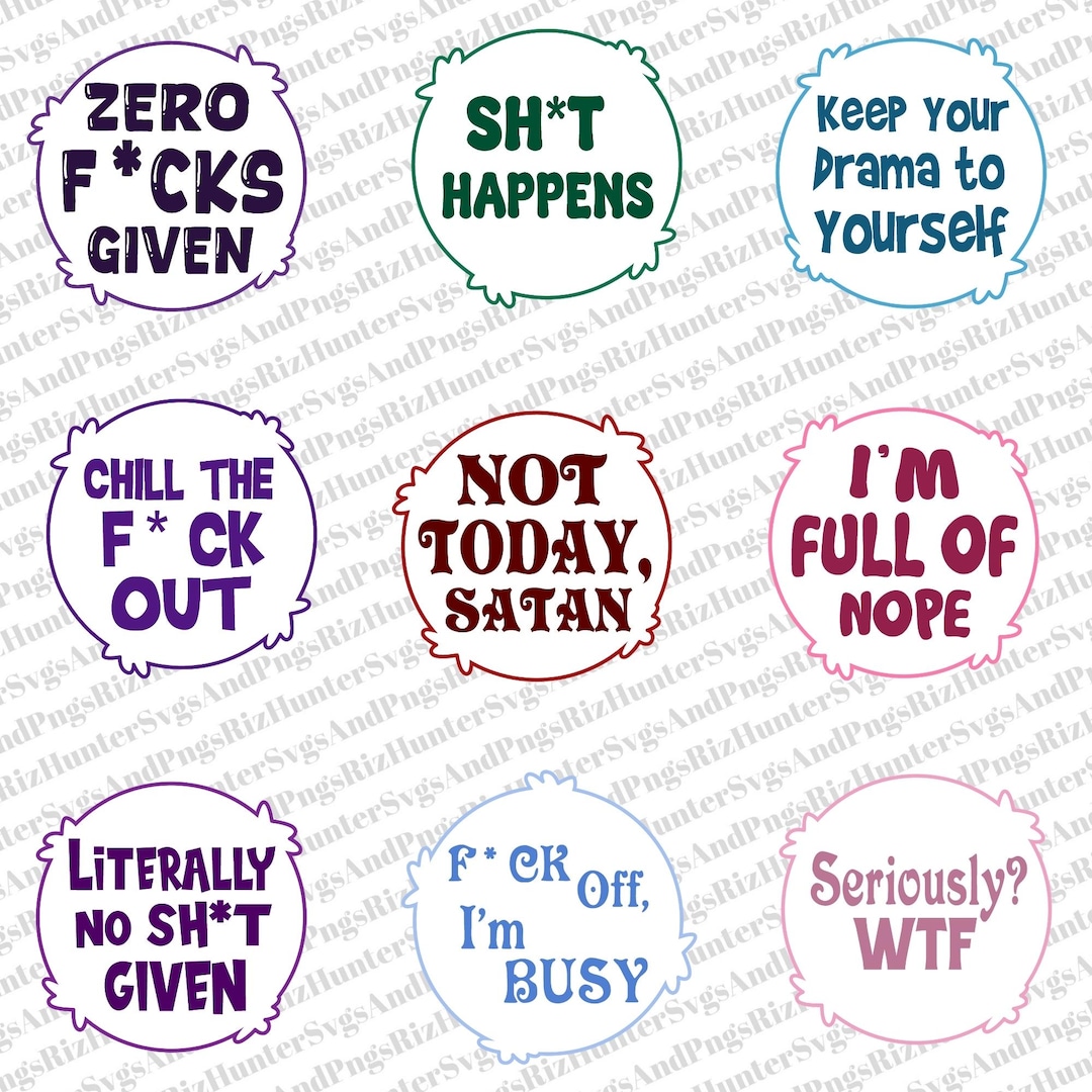Rude Belly Badge SVG PNG – Snarky Bear-inspired Sassy Quotes for ...