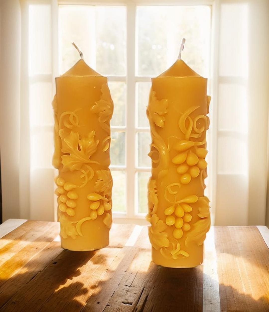 Decorative Beeswax Candle: Grapevine Pillar Candle (5.5" X 1.5") - Etsy
