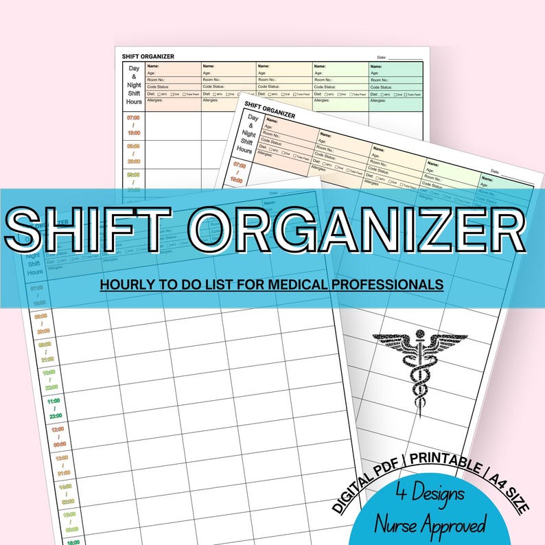 Nurse Shift Organizer | Nurse Report Sheet | Hourly to Do List for ...