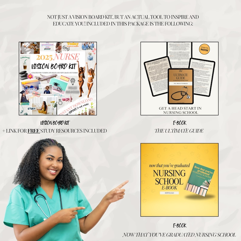 Nursing Student Vision Board Kit | NCLEX Ebook and Study Resources ...