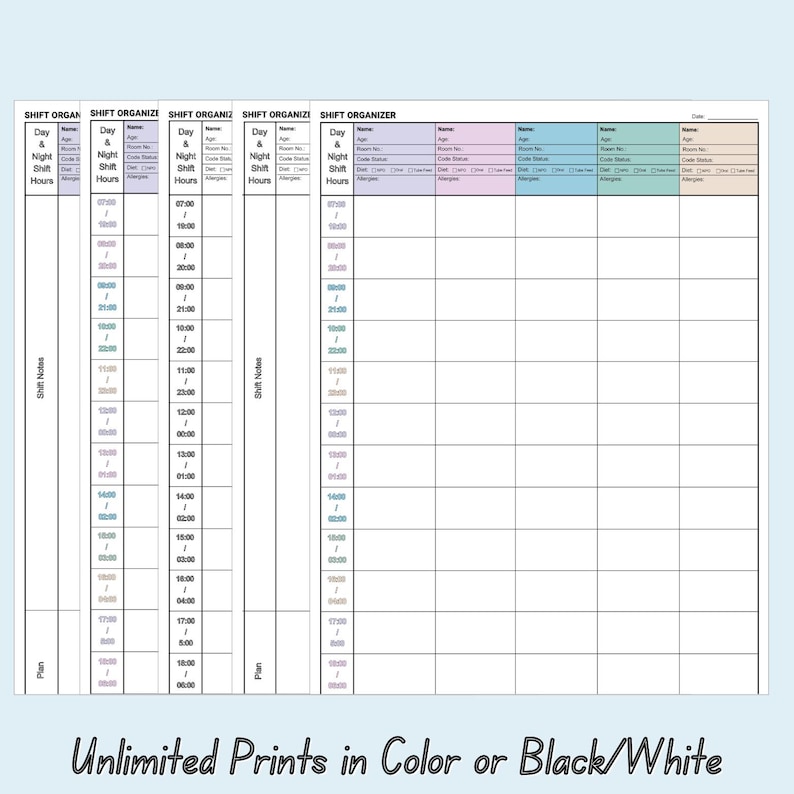 Nurse Shift Organizer | Nurse Report Sheet | Hourly to Do List for ...