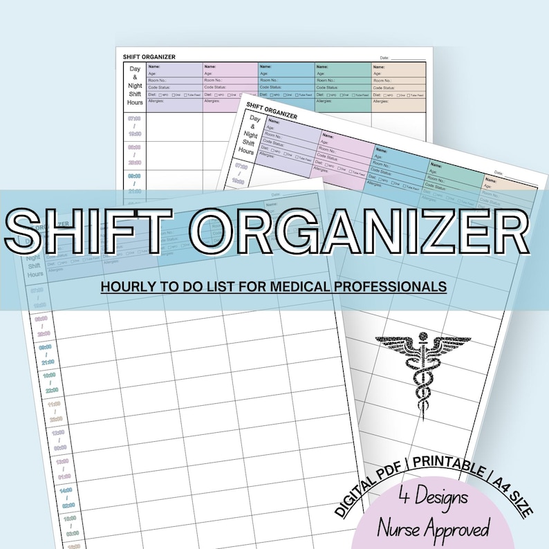 Nurse Shift Organizer | Nurse Report Sheet | Hourly to Do List for ...