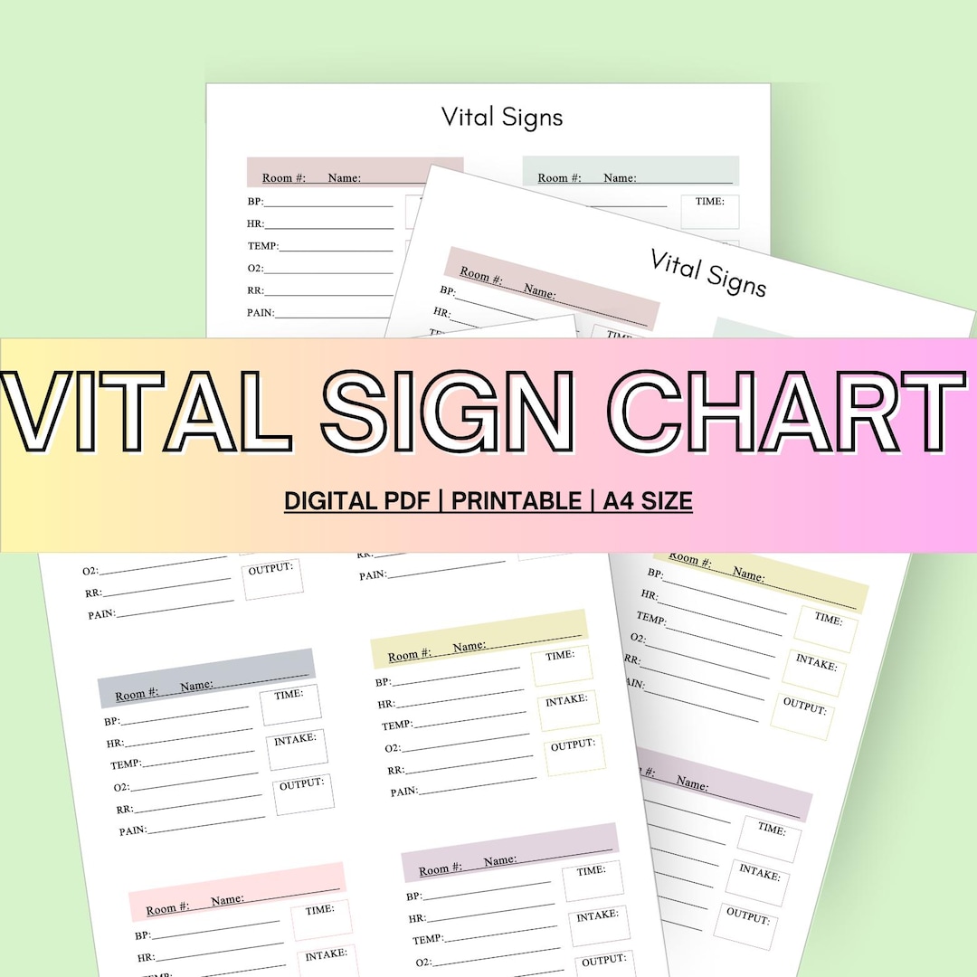 Comprehensive Vital Signs Sheet, Printable Vital Sign Tracker and Log ...