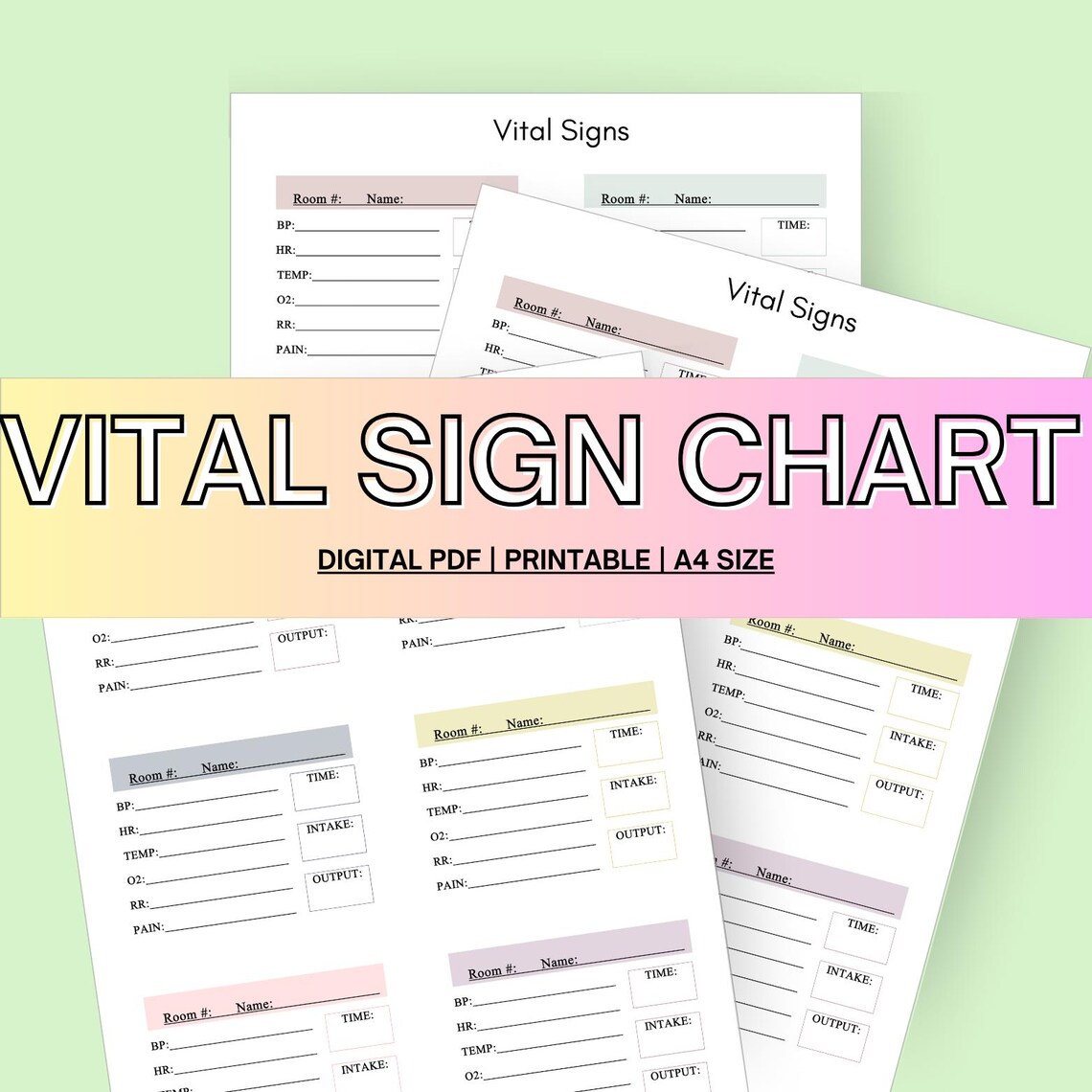 Comprehensive Vital Signs Sheet, Printable Vital Sign Tracker and Log ...
