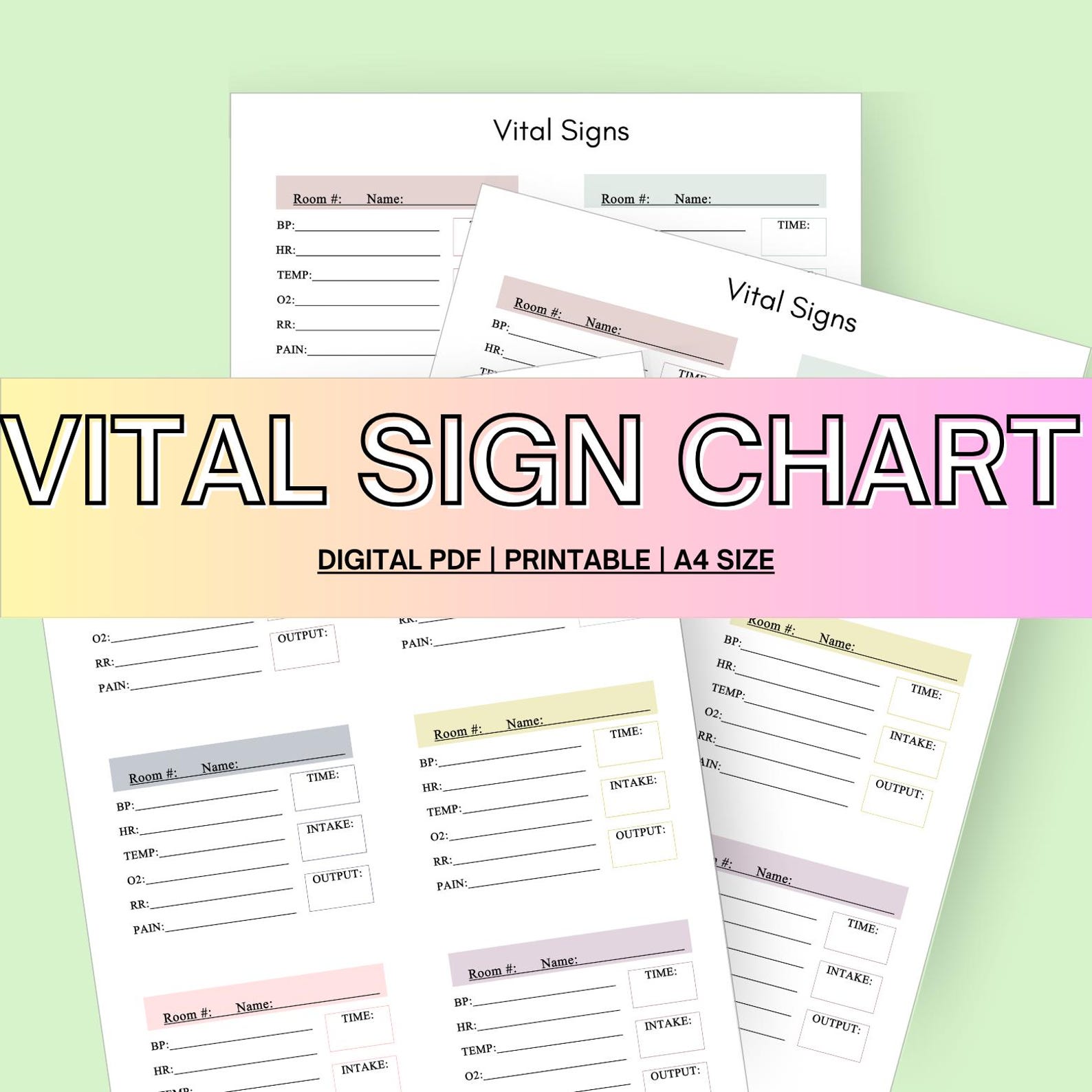 Comprehensive Vital Signs Sheet, Printable Vital Sign Tracker and Log ...