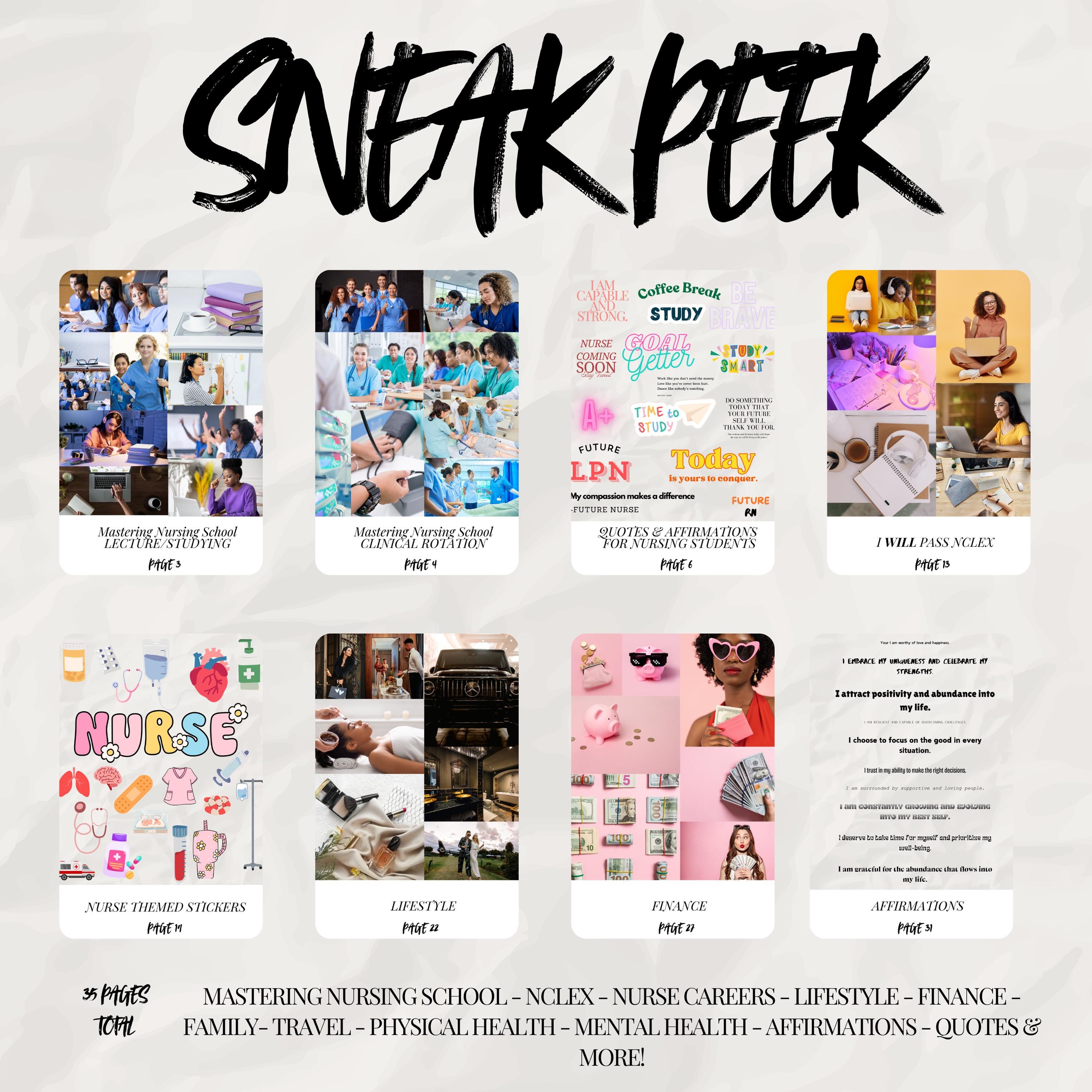 Nursing Student Vision Board Kit | NCLEX Ebook and Study Resources ...