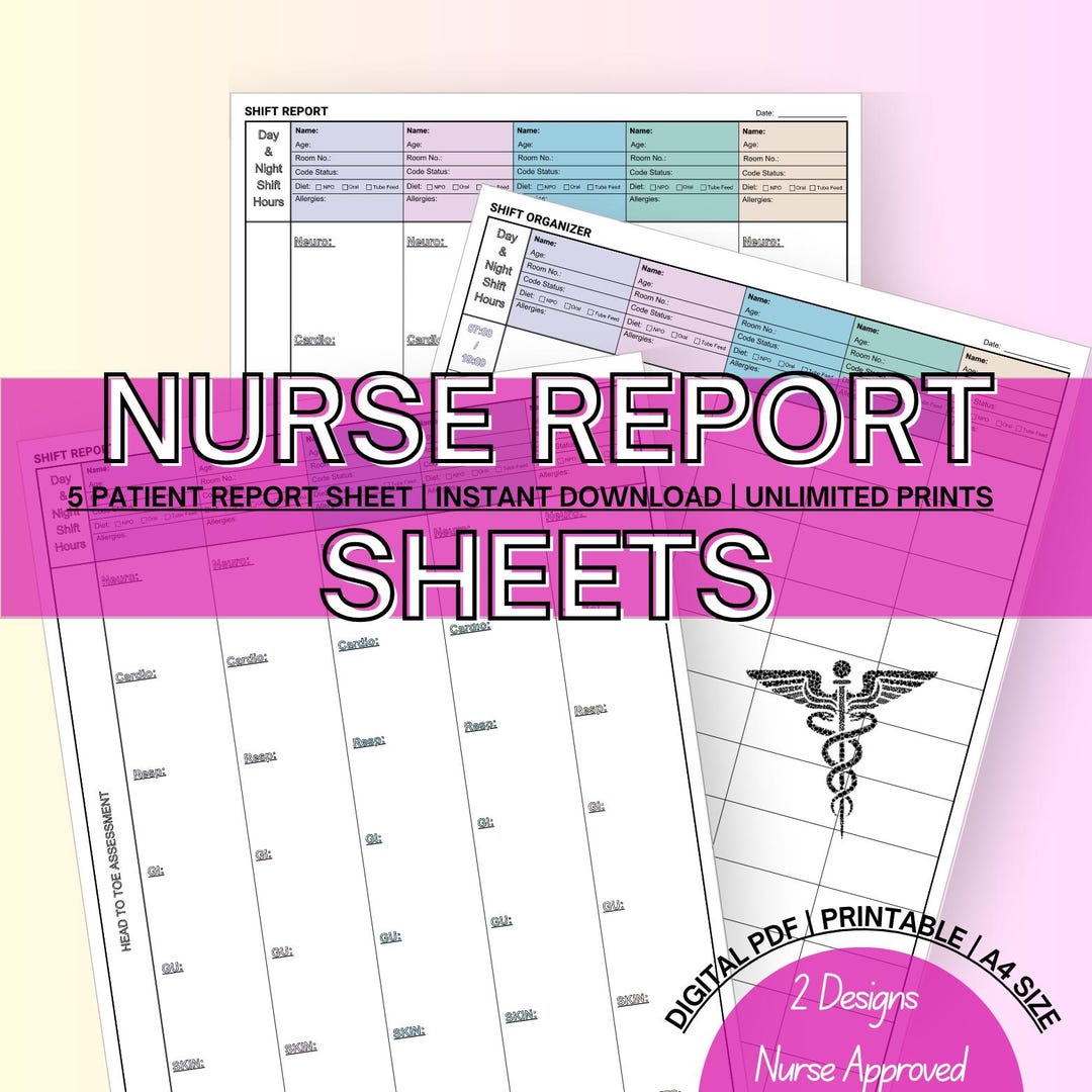 5 Patient Nurse Report Sheet, Med-surg, Telemetry, Step-down Unit ...