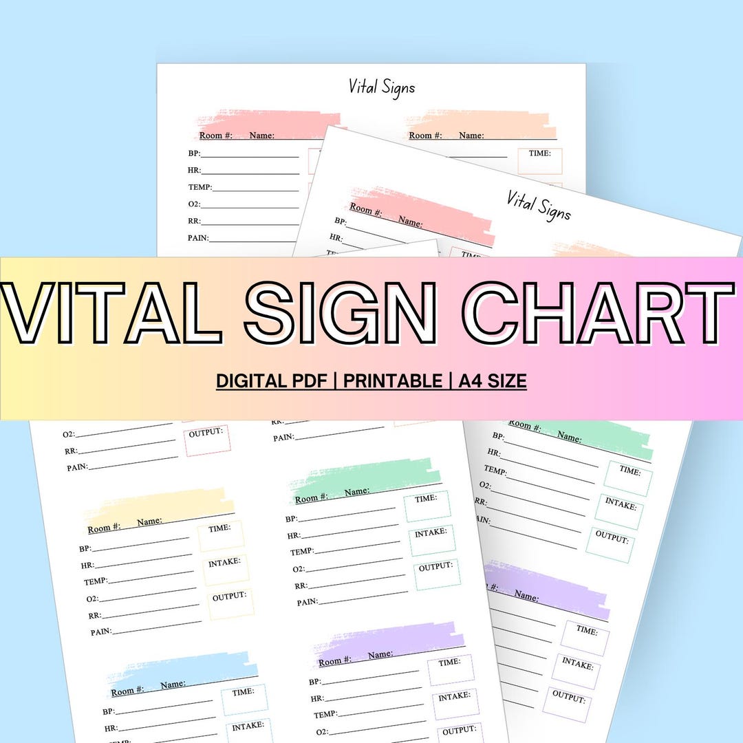 Comprehensive Vital Signs Tracker, Printable Vital Sign Chart and Log ...