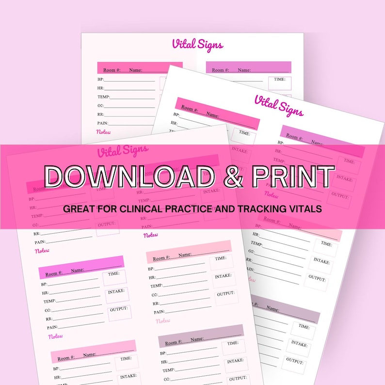 Comprehensive Vital Signs Tracker, Printable Vital Sign Chart and Log ...