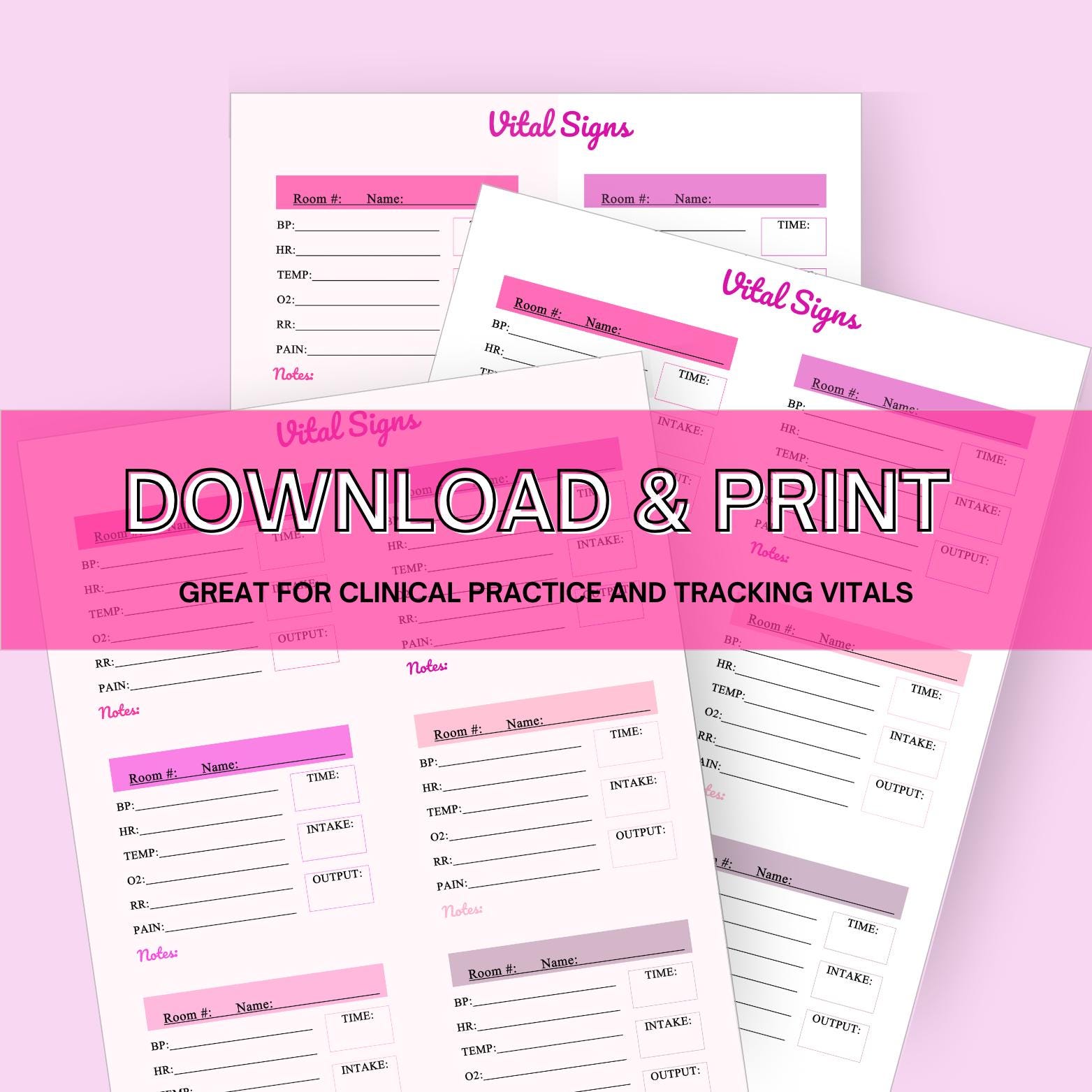 Comprehensive Vital Signs Tracker, Printable Vital Sign Chart and Log ...
