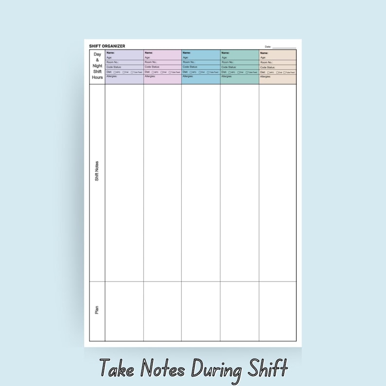 Nurse Shift Organizer | Nurse Report Sheet | Hourly to Do List for ...