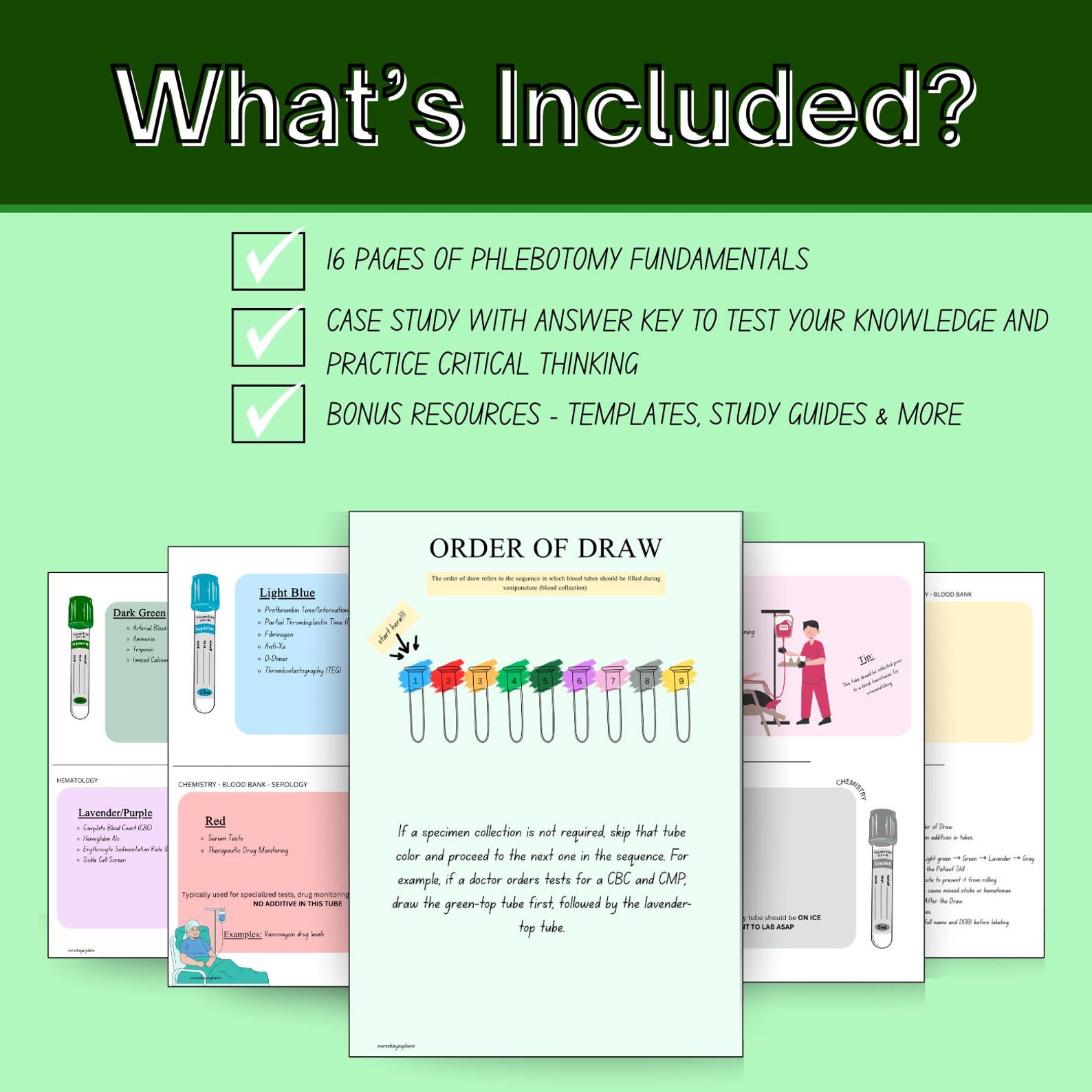 Nursing School Study Guides for Blood Collection, IV Insertion Student ...