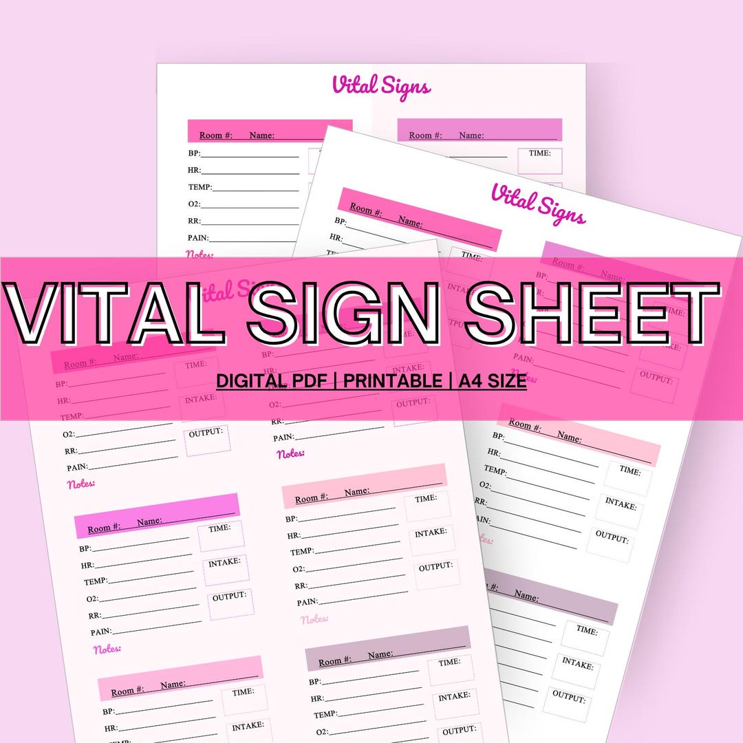 Comprehensive Vital Signs Tracker, Printable Vital Sign Chart and Log ...