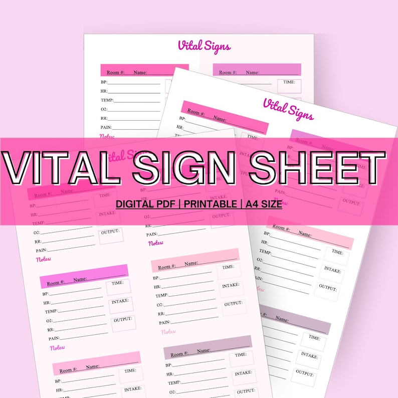Comprehensive Vital Signs Tracker, Printable Vital Sign Chart and Log ...