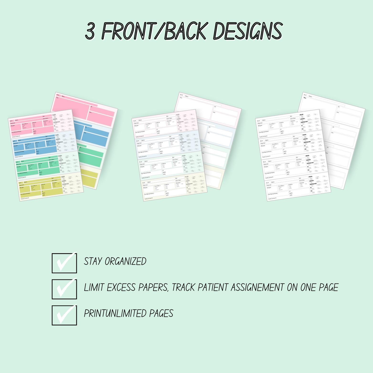 Nurse Report Sheet, 4 Patient Report Sheet for Nurses, Medsurg, Tele ...