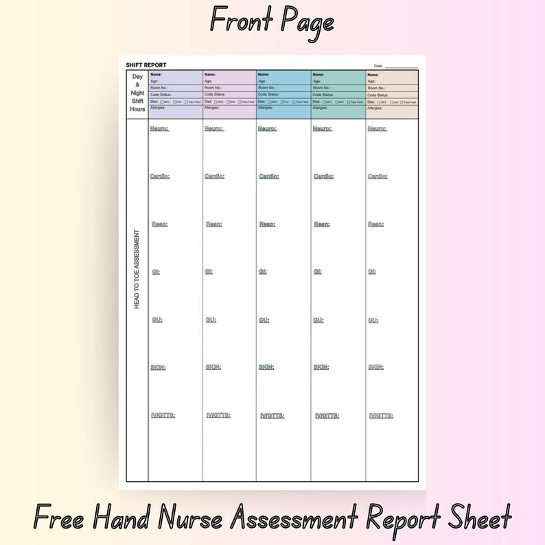 5 Patient Nurse Report Sheet, Med-surg, Telemetry, Step-down Unit ...