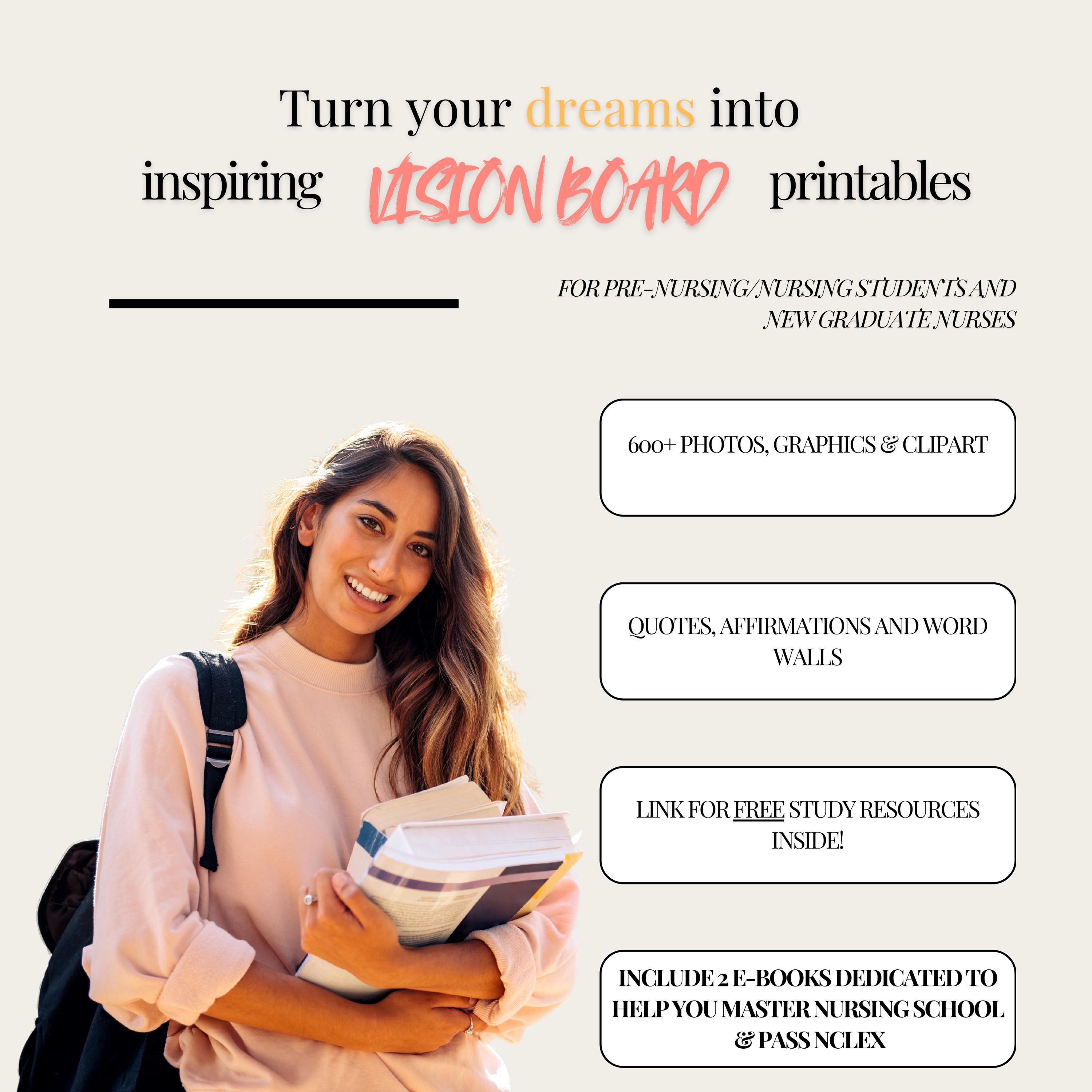 Nursing Student Vision Board Kit | NCLEX Ebook and Study Resources ...