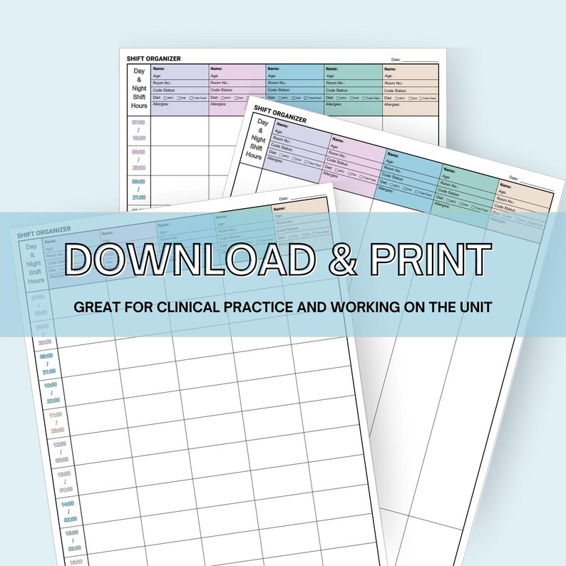 Nurse Shift Organizer | Nurse Report Sheet | Hourly to Do List for ...