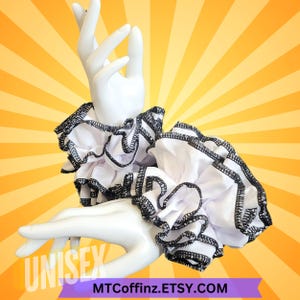 White Pierrot Clown Ruffle Cuff Set With Black Trim Cotton Clowncore ...