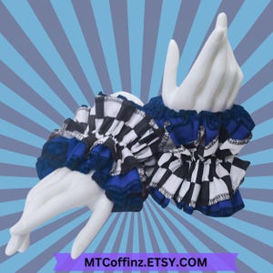 Blue and Checkerboard Color Clown Ruffle Cuff Set Traditional Cotton ...
