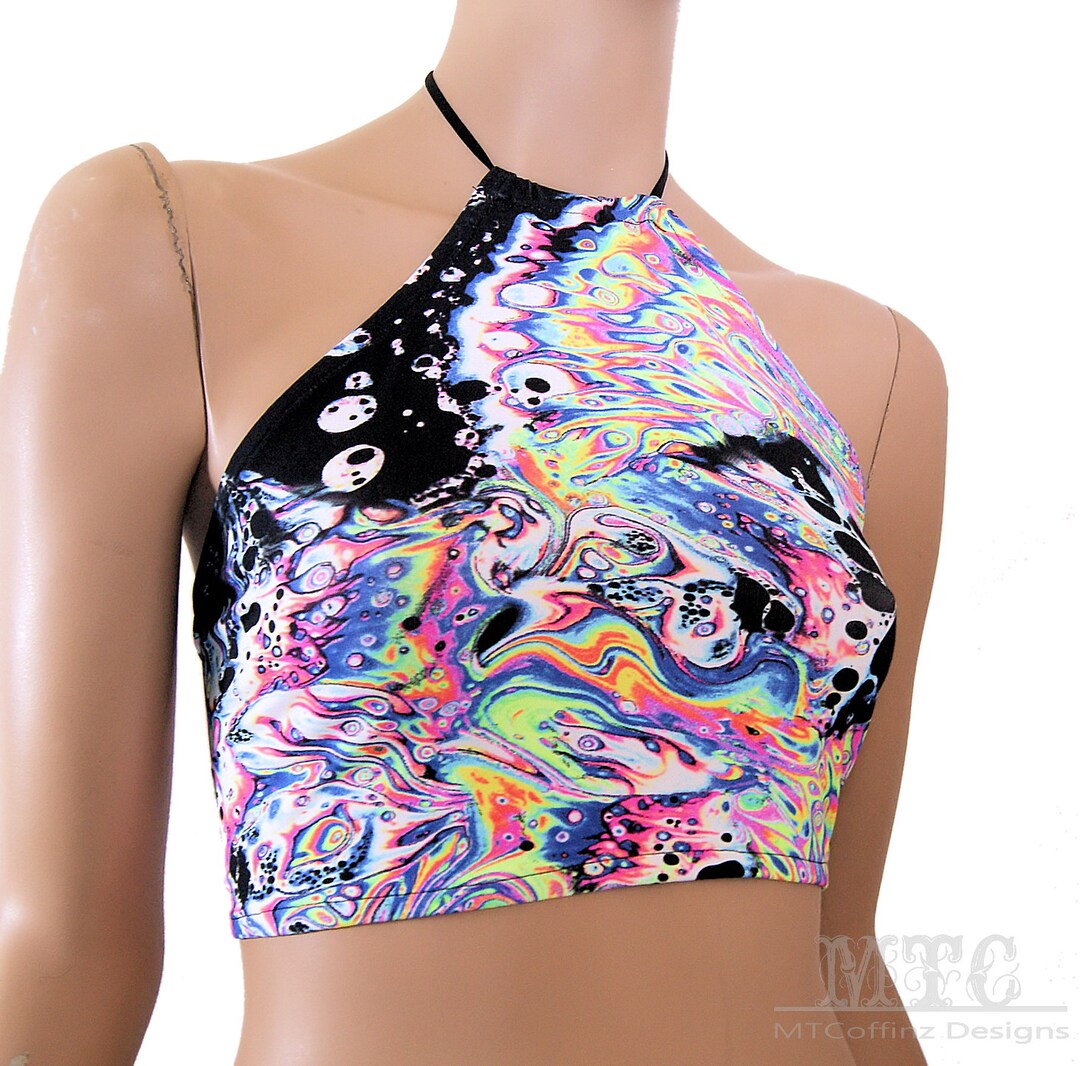 Neon Rainbow Acid Trippy Psychedelic UV Reactive Corset Lacing ...