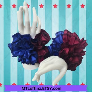 Royal Blue and Wine Clowncore Clown Ruffle Cuff Set Coquette Cotton ...