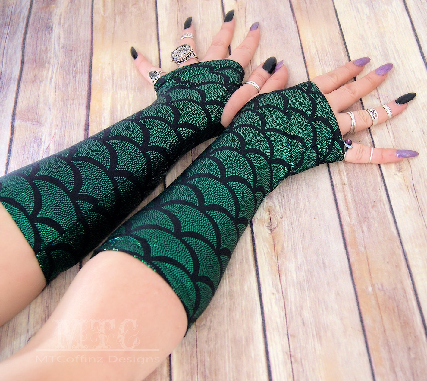 Mermaid Scales Arm Warmers Fingerless Gloves Holographic | Etsy