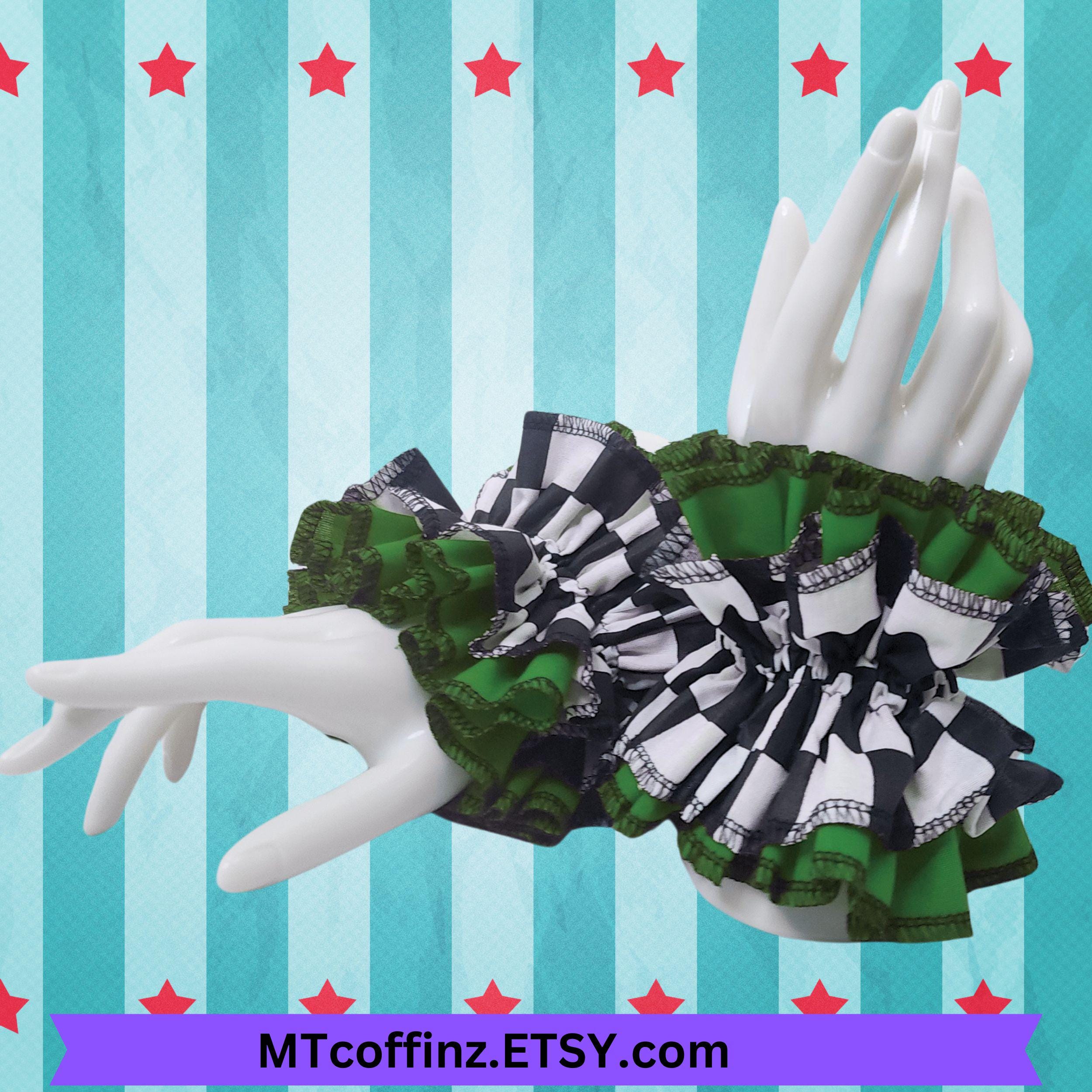 Green and Checkerboard Color Clown Ruffle Cuff Set Traditional Cotton ...
