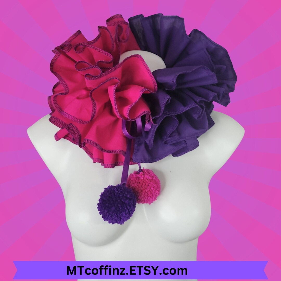 Fuchsia and Purple Adult Clown Collar Clowncore Ruffle Adjustable ...