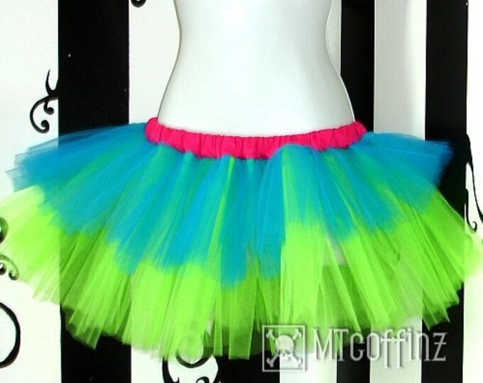 2 Layer Neon Blue Green Cyber Tutu Tulle Skirt Large \/ Plus - Etsy