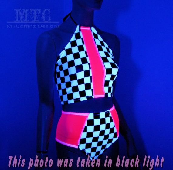 Neon Rally Cheeky High Waisted UV Reactive Neon Booty Shorts - Etsy