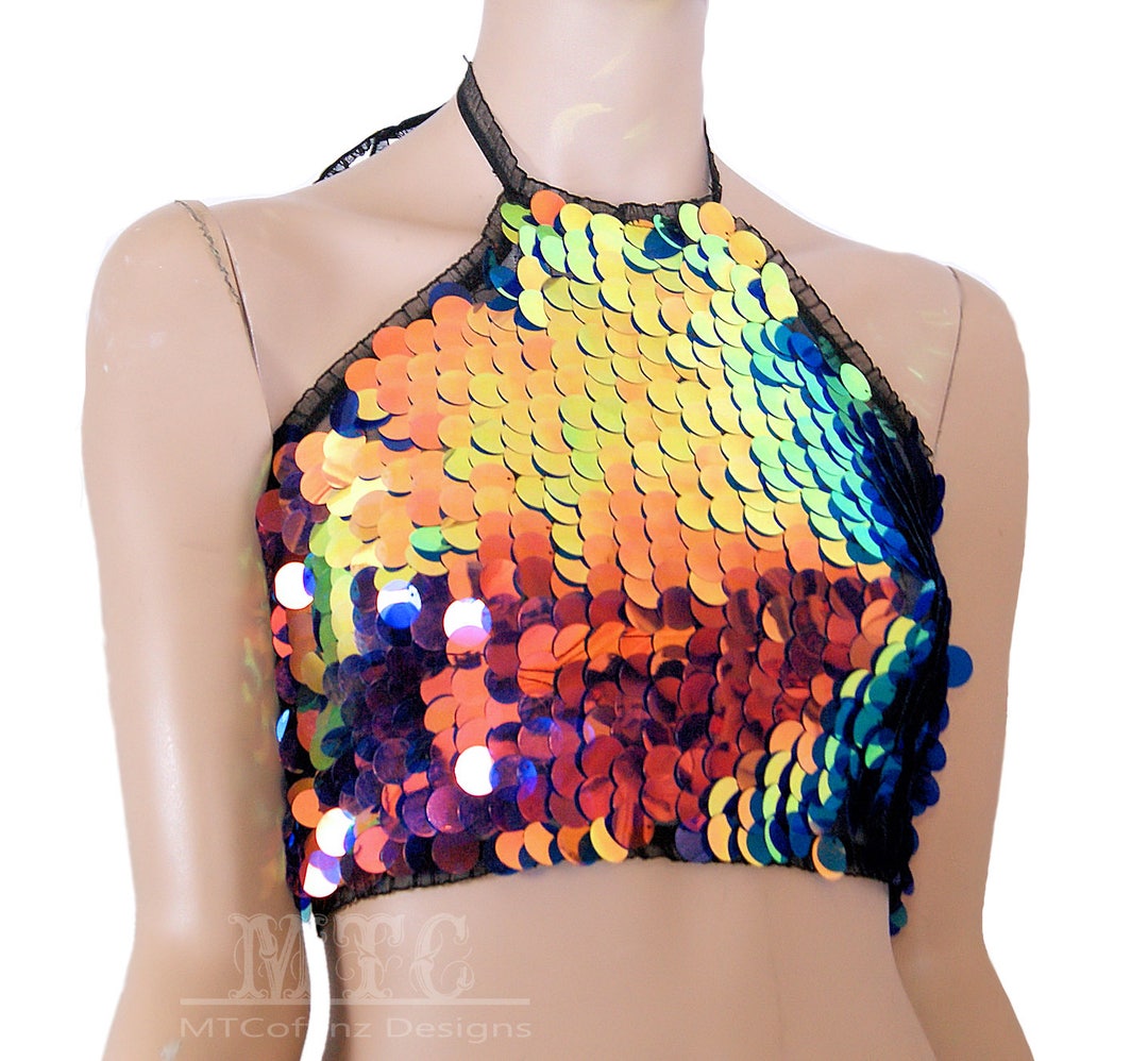 Dragon Scale Color Shifting Sequined Sheer Mesh Iridescent Sequin ...