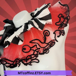 Clowncore Striped Primary Red Clown Ruff Ruffled Costume Collar Pierrot ...