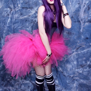 Pink Bustle Tutu Bright Tattererd Tulle Costume Burlesque Rave Tutu ...